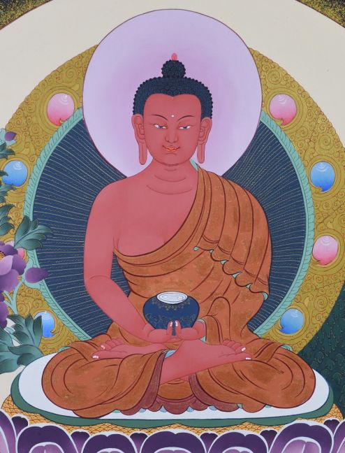 Small Thangka Amitabha Buddha in Meditative Pose