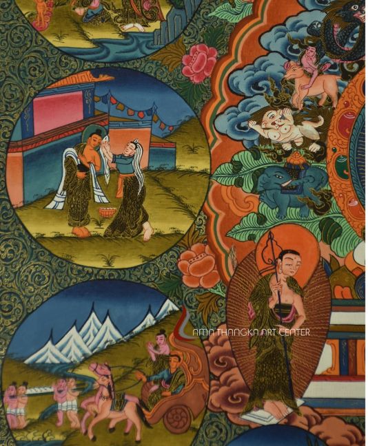 Traditional Buddhist Tibetan style Buddha Life Story Thanka painting