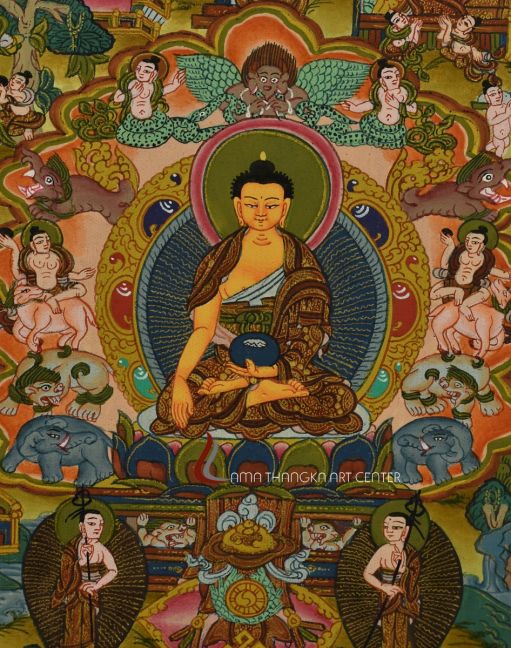 Buddha Life Story Thangka painting for ambiance of balance and ...