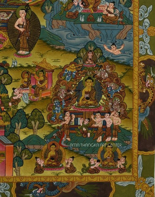 Buddha Life Story Thangka painting for ambiance of balance and ...
