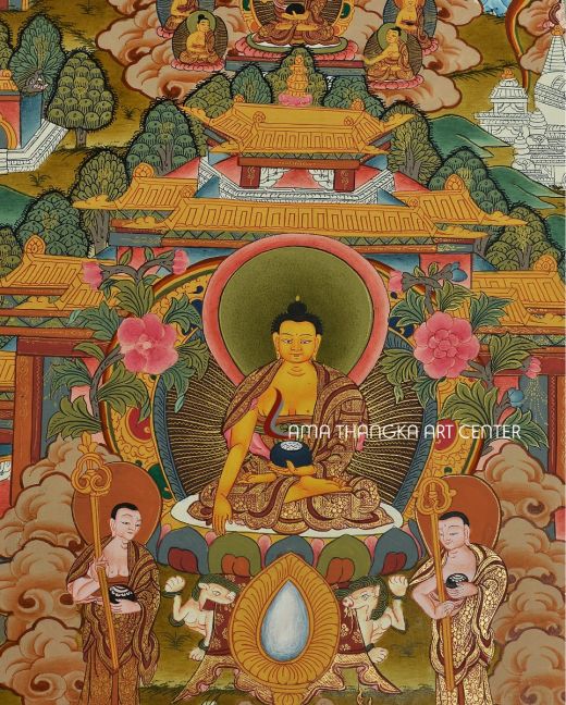 Life story Buddha Thanka hand painted depicts the life of Siddhartha ...