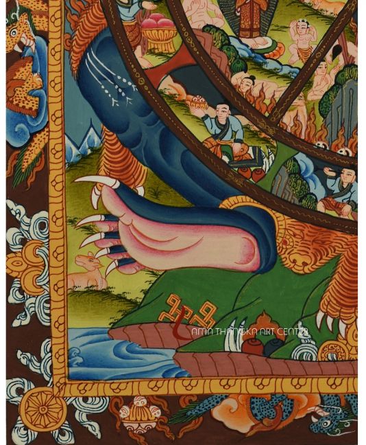 Wheel of life thangka represent never-ending human life cycle.