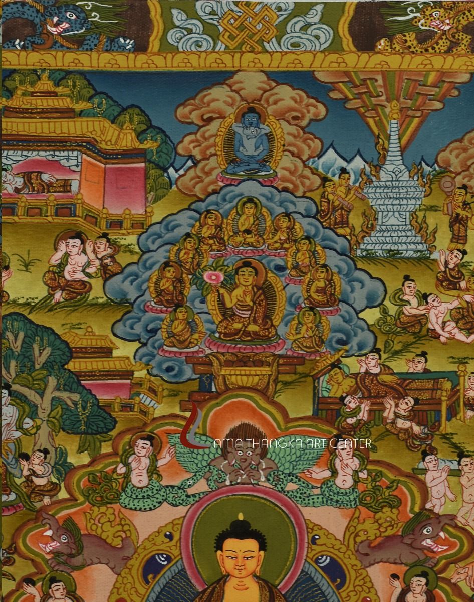 Buddha Life Story Thangka painting for ambiance of balance and ...