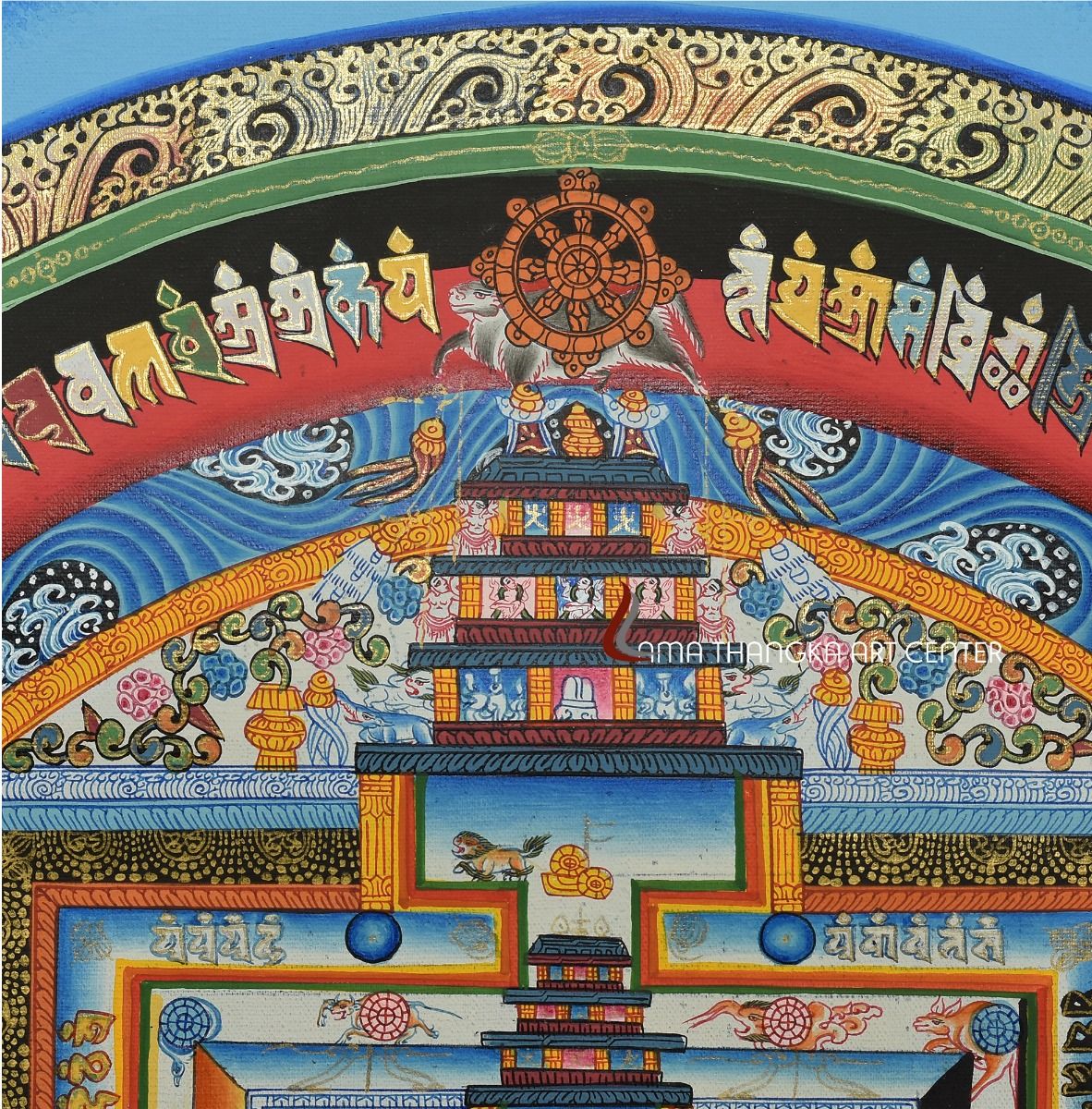 Traditional enlightenment Kalachakra mandala thangka teaches the ...