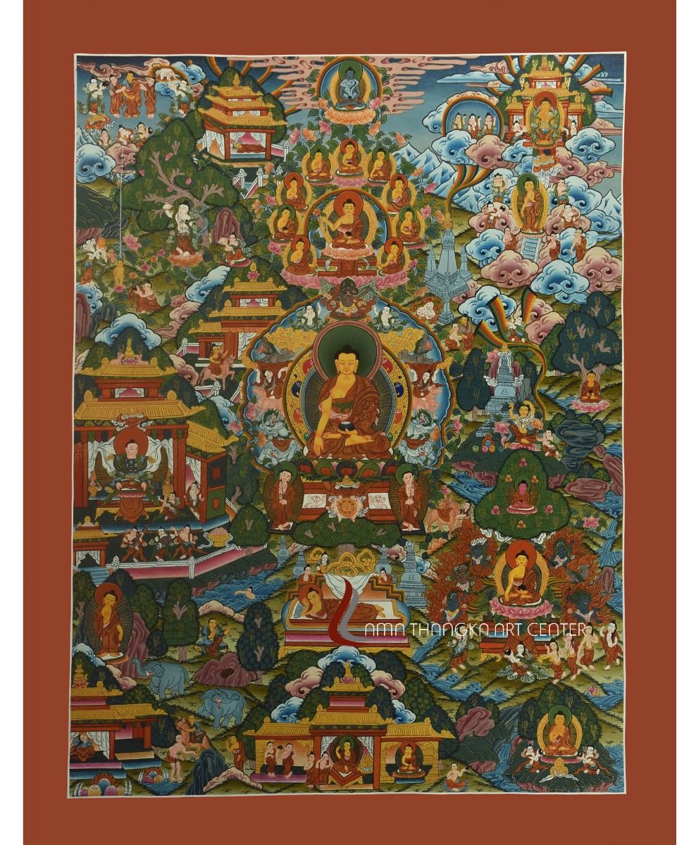 High quality authentic beautiful Buddha life Thangka depicts life story ...