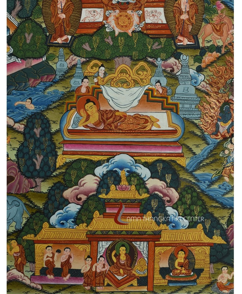 High quality authentic beautiful Buddha life Thangka depicts life story ...