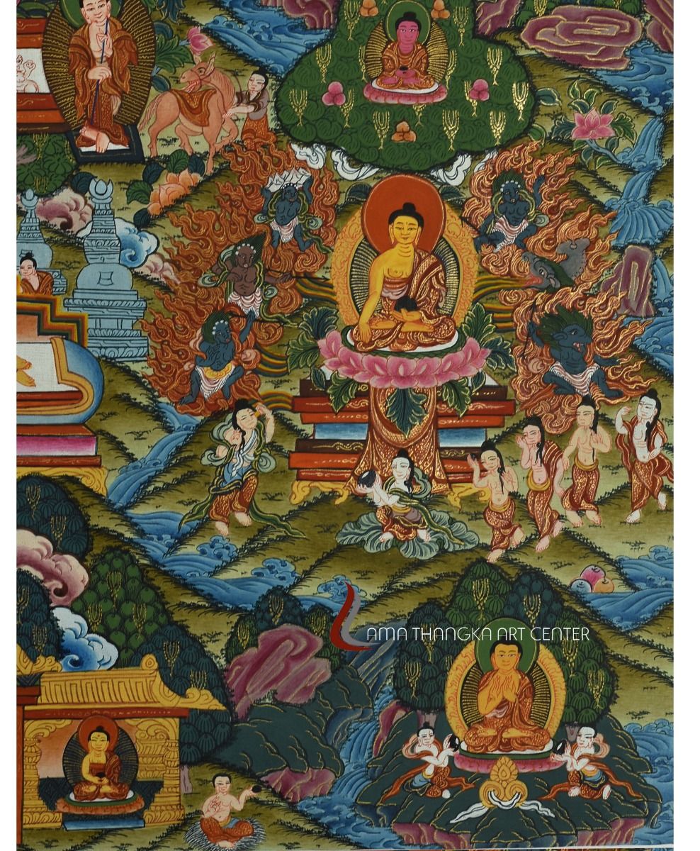 High quality authentic beautiful Buddha life Thangka depicts life story ...