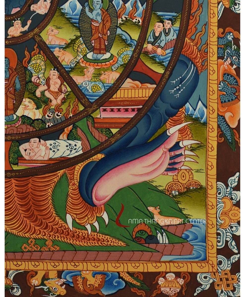 Wheel of life thangka represent never-ending human life cycle.